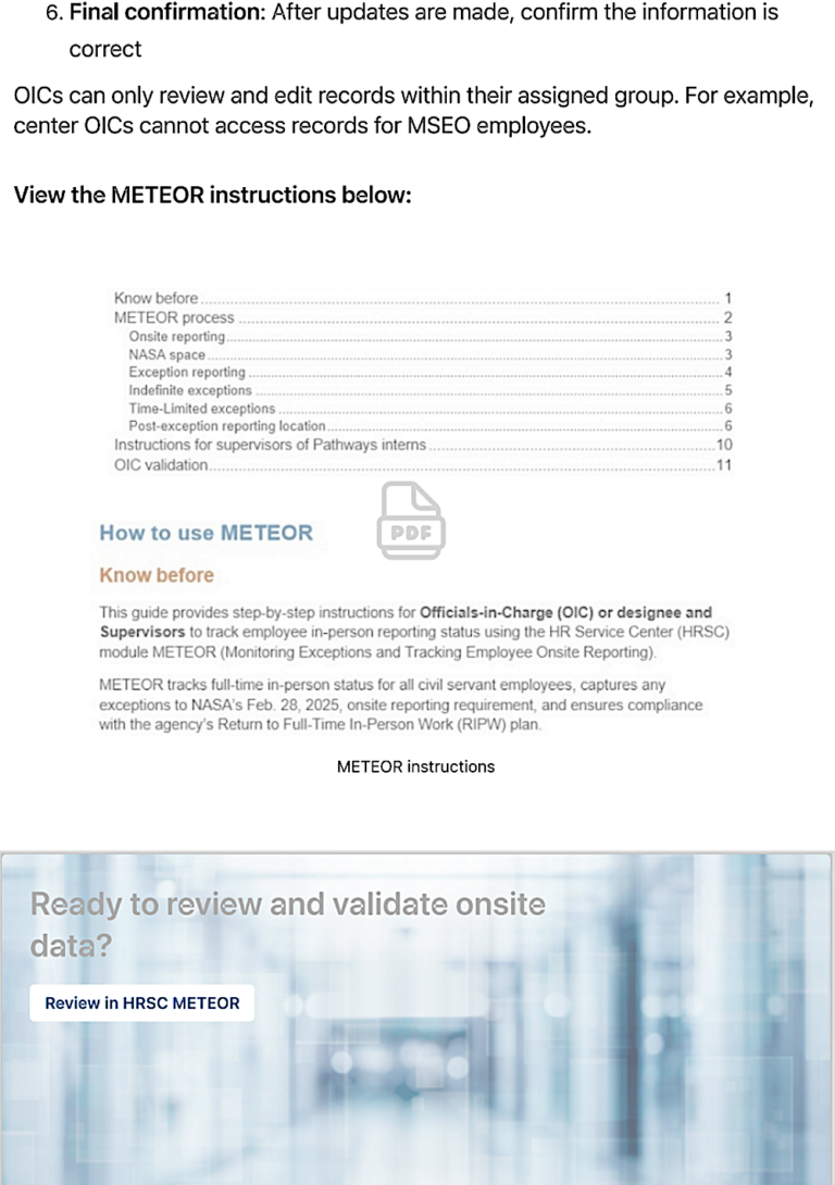 NASA's New METEOR Employee Tracking System - NASA Watch